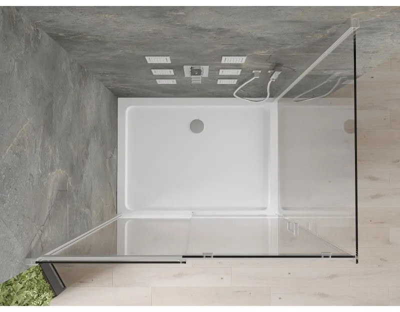 Mexen Omega sprchový kout s posuvnými dveřmi 140 x 90 cm, 8mm čiré sklo-chromový profil + sprchová vanička, 825-140-090-01-00-4010