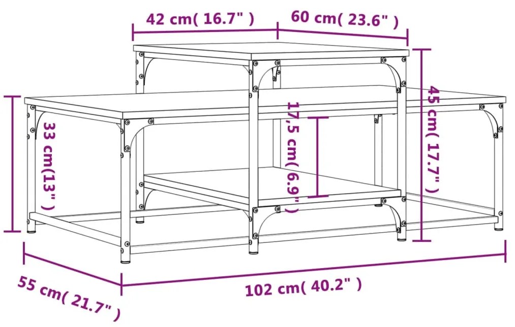 Konferenční stolek kouřový dub 102x60x45 cm kompozitní dřevo