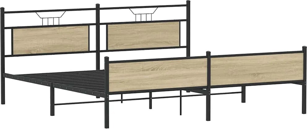Kovový rám postele bez matrace dub sonoma 193 x 201 cm 3325127