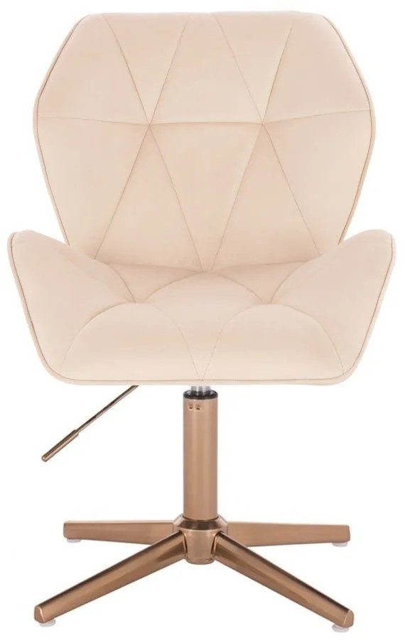 LuxuryForm DESIGN Otočná židle MILANO MAX VELUR na zlatém kříži - krémová