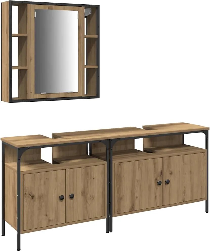 Koupelnové umyvadlové jednotky 3 ks Hnědá 80 x 30 x 60 cm 3334398