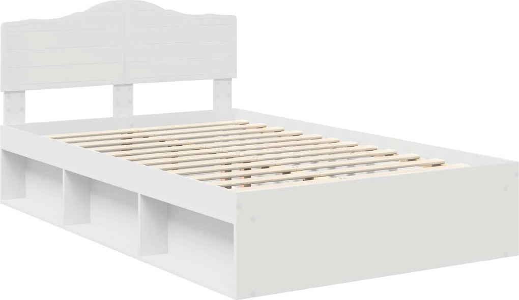 Rám postele s čelo Bílá 120 x 200 cm Masivní borové dřevo 3412916