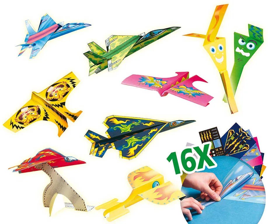 SES CREATIVE Výroba papírových letadel 16 modelů kreativní set v krabici 00852