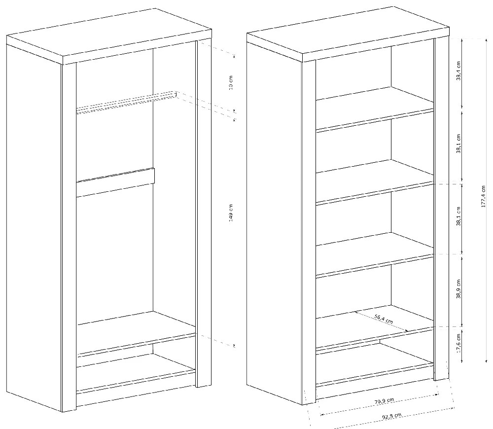 Ložnice INDIANAPOLIS k | sestava B | kraft bílý