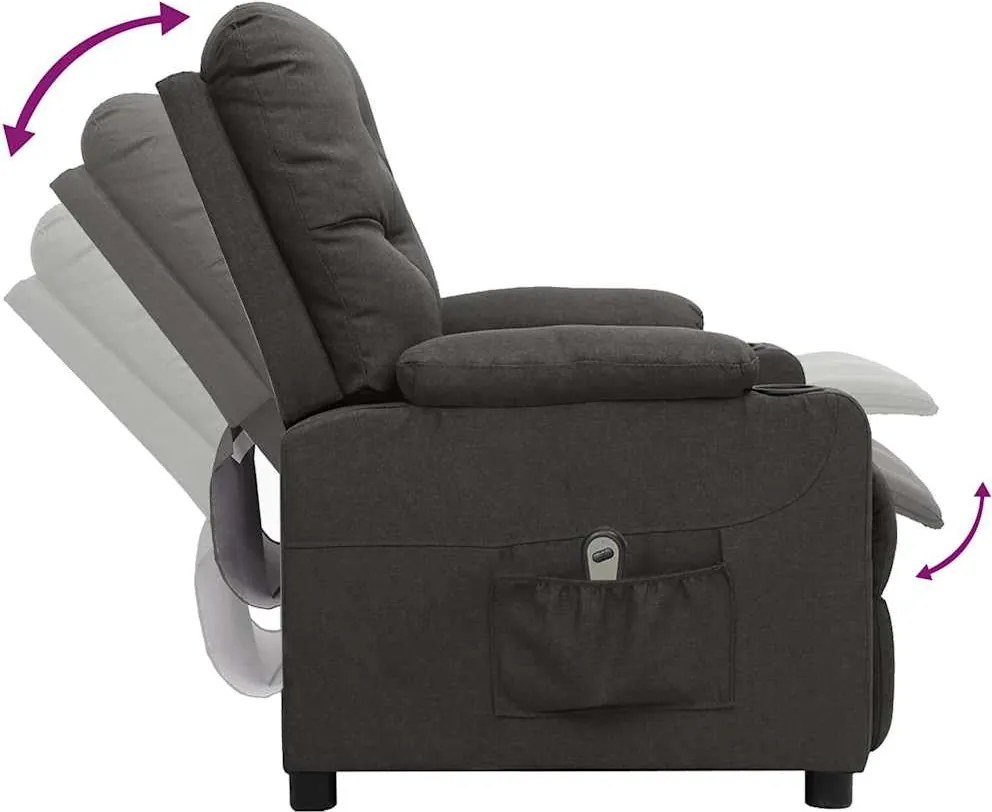Elektrické polohovací křeslo tmavě šedé textil 3098840