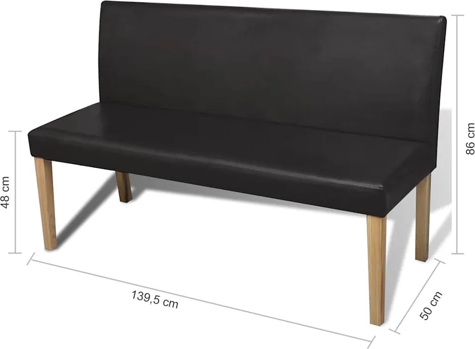 Lavice 139,5 cm tmavě hnědá umělá kůže 241347