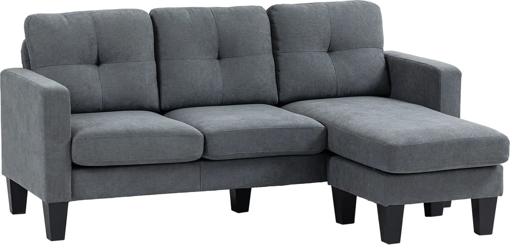 HOMCOM Rohová pohovka s odnímatelným chaise longue, L tvarovaná pohovka se sprężinovým jádrem, vysokohustotní pěnou, vzhled lnu pro obývací pokoj, lo…