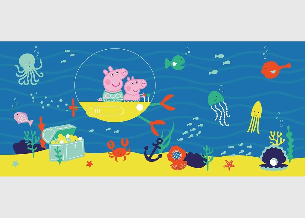 Dětská vliesová fototapeta na zed' Prasátko Peppa s Rodinou | 170 x 75 cm | DFTDNH5519