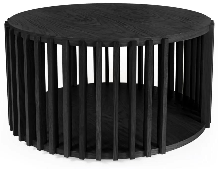 Černý odkládací stolek z dubového dřeva Woodman Drum, ø 83 cm