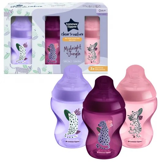 Tommee Tippee Kojenecká láhev C2N Jungle 260 ml 3 ks 0 m+ Blue