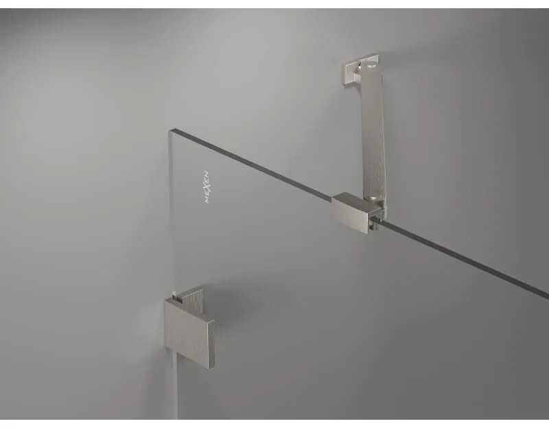 Mexen Lunar, pětiúhelníkový sprchový kout s pravým sklonem 90 x 90 cm, 8mm čiré sklo, ocelový profil, 831-090P-090L-97-00-P
