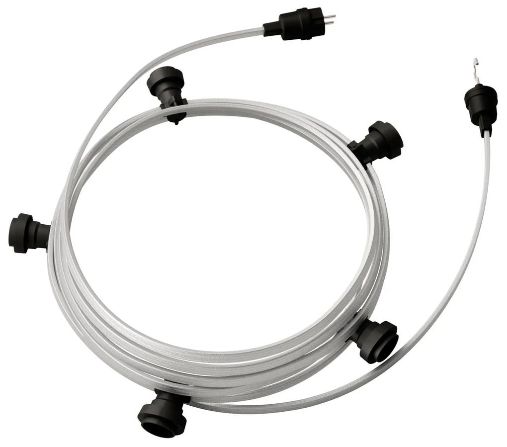 creative cables Hotový světelný řetěz LUMET 7,5 m je sestavený z 5 černých objímek, háčku a zástrčky Barva kabelu: Neonově oranžová - CF15