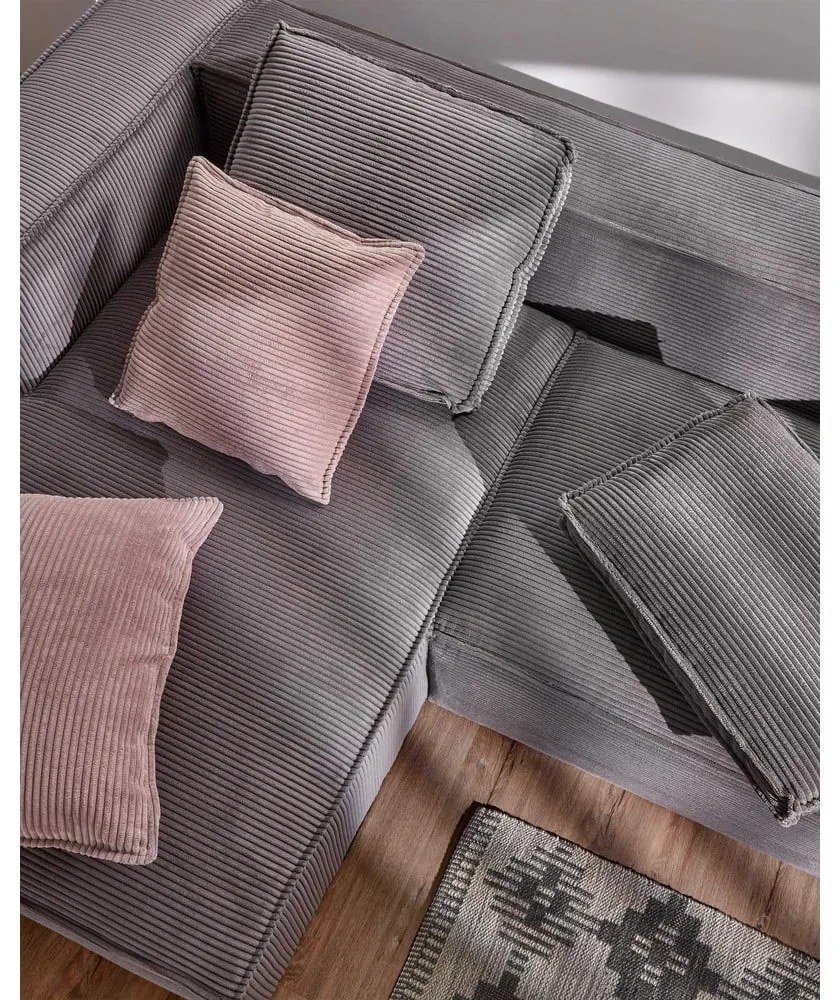 Šedá manšestrová rohová pohovka (levý roh) Blok – Kave Home