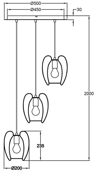 Fabas Luce 3677-47-101 - Lustr na lanku CAMP 3xE27/40W/230V černá