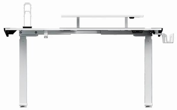 Lama Plus Herní stůl ULTRADESK WINGER – 111x155x60 cm, elektricky nastavitelná výška, RGB podsvícení, bílá