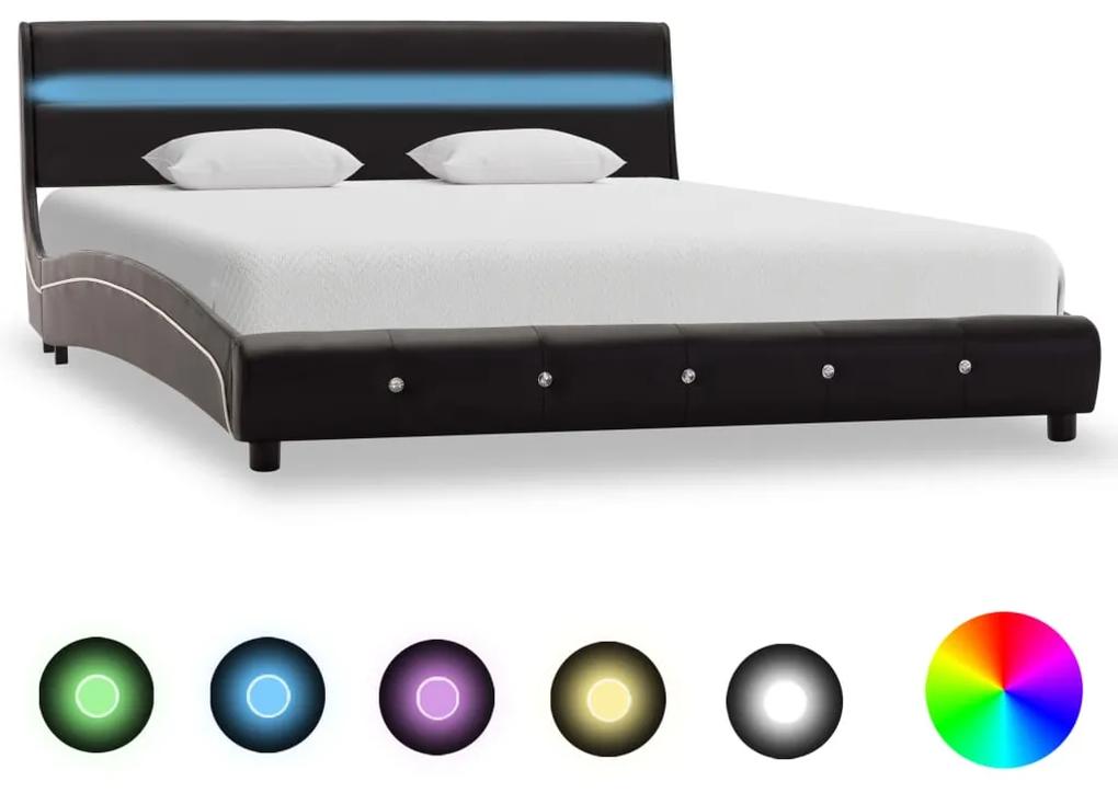 280333 vidaXL Rám postele s LED světlem černý umělá kůže 120 x 200 cm
