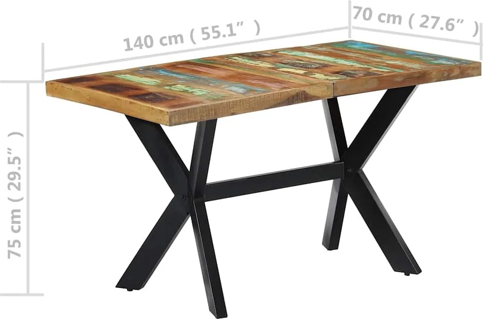 Jídelní stůl 140 x 70 x 75 cm masivní recyklované dřevo 247439