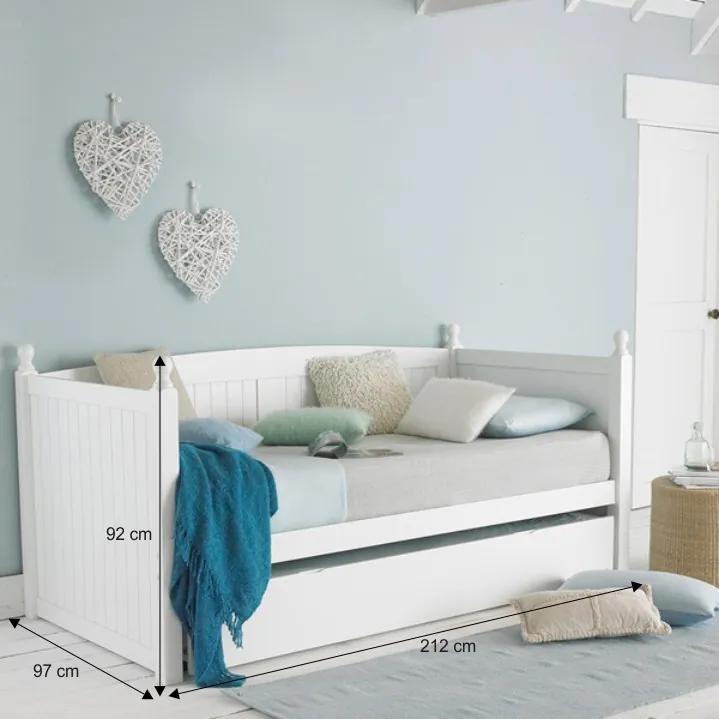 Bílá postel s přistýlkou GLAMIS 90 x 200 cm