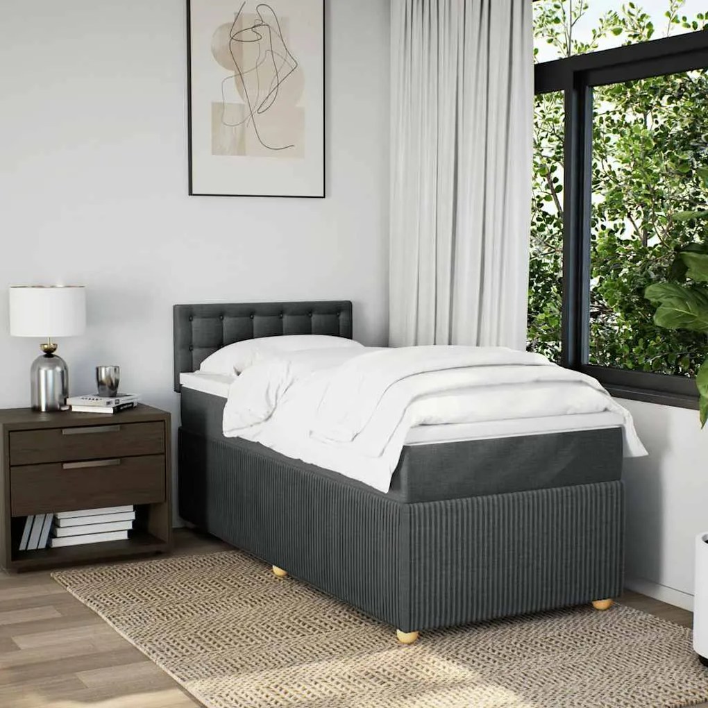 Box spring postel s matrací tmavě šedá 100 x 200 cm textil 3289682