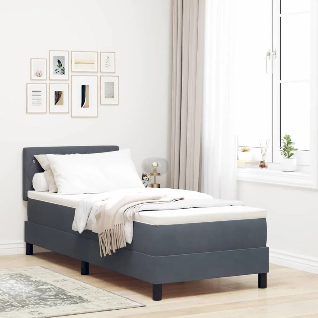 Postel s boxspringem s matrací Tmavě šedá 80 x 200 cm samet 3339069