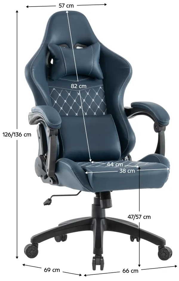 Kondela Kancelářské/herní křeslo, modrá, nosnost 150 kg, SAMIE