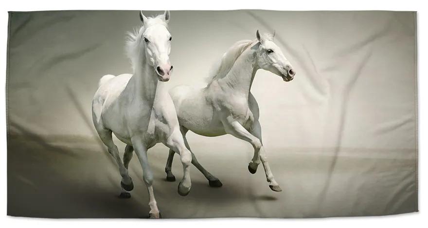 Ručník SABLIO - Dva bílí koně 50x100 cm