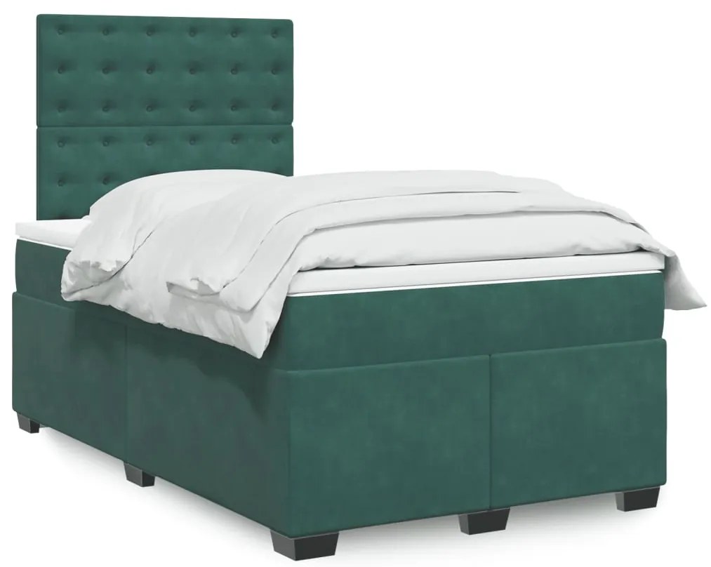 Box spring postel s matrací tmavě zelená 120 x 200 cm samet 3293197