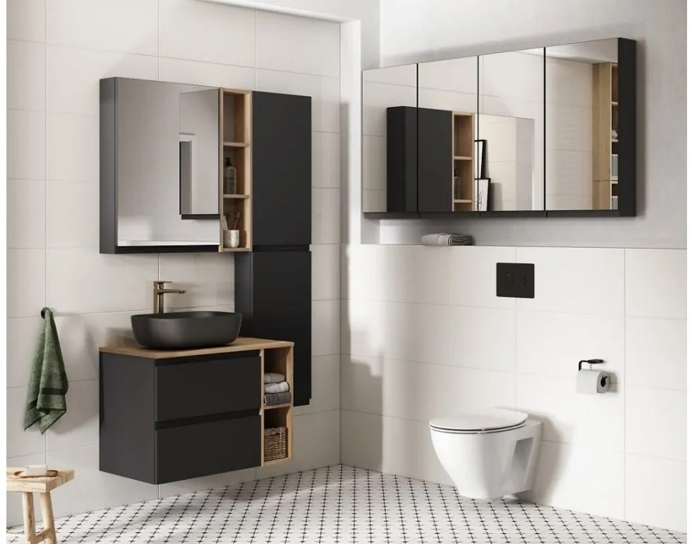 Cersanit Moduo Slim, závěsná umyvadlová skříňka 60x38x57 cm, antracitová matná, S590-088