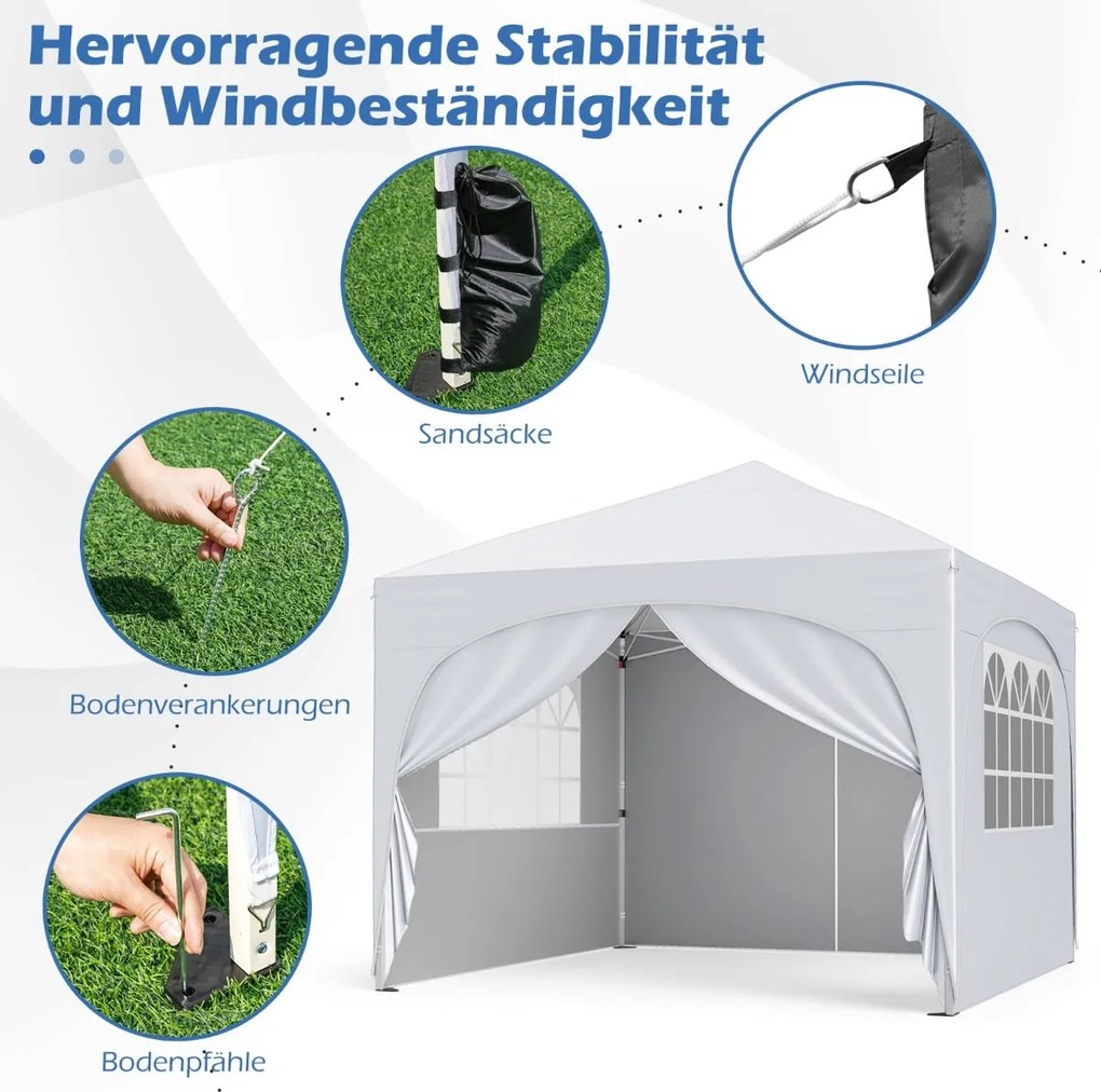 Costway Pavilon s 4 odnímatelnými bočními stěnami zahradní stan vč. taška