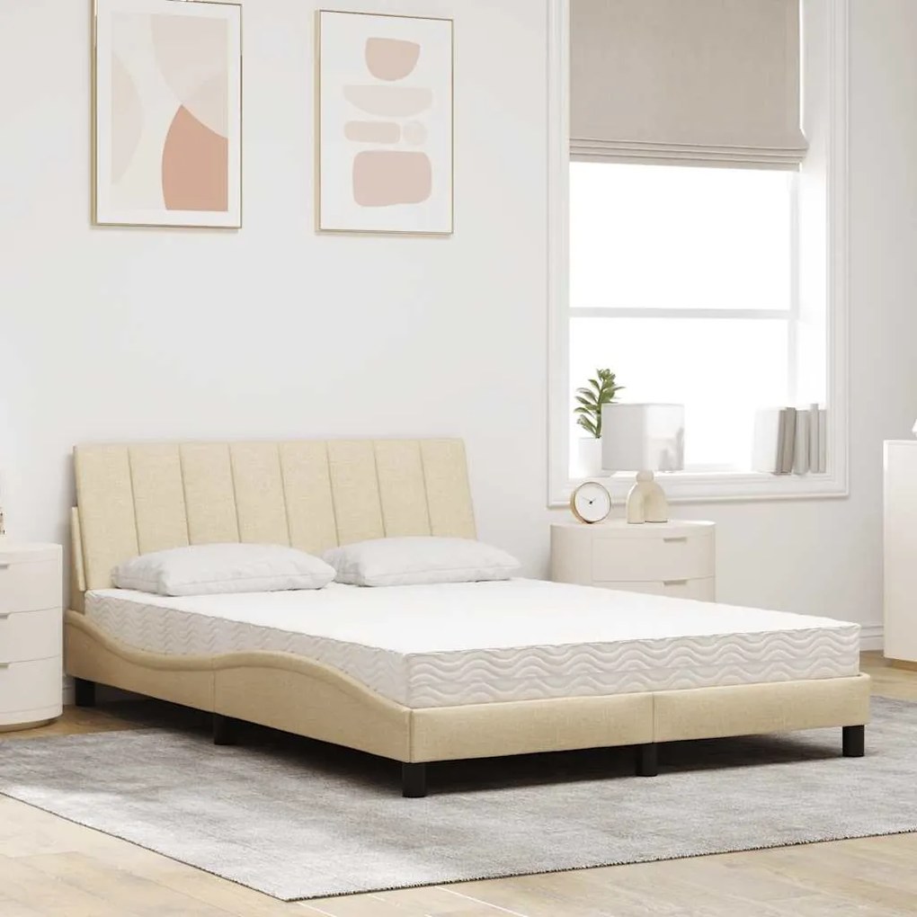 Postel s matrací Hanko krémová 140 x 190 cm textil 3310529