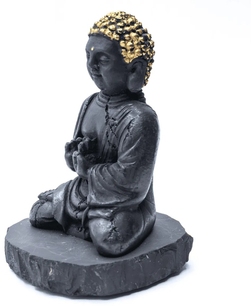 Milujeme Kameny Šungit - Buddha zlatá hlava - soška Feng shui