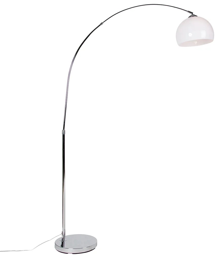 Moderní oblouková lampa chrom s bílým stínidlem - Arc Basic