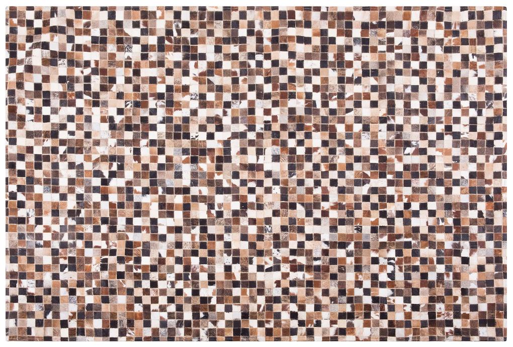 Hnědý patchwork kožený koberec 160x230 cm KONYA Beliani