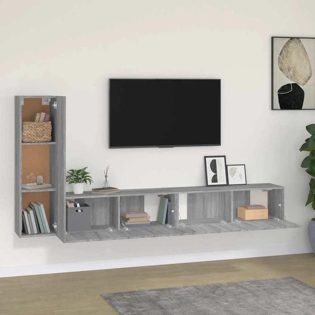 3dílný set TV skříněk šedý sonoma kompozitní dřevo 3114324
