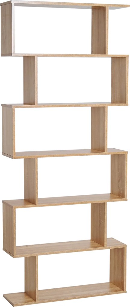 HOMCOM Knižní polička Zigzag v moderním designu 80Š x 23H x 192V cm, 6 úrovní, barva světlého dubu | Aosom