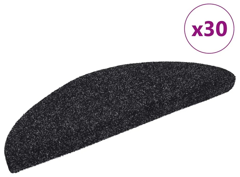 Schodové rohože samolepicí 30 ks 56 x 17 x 3 cm černé, půlkulaté 3365681