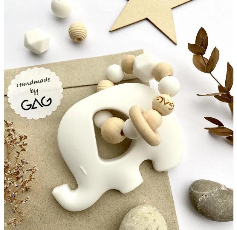 GAG design Kousátko do ručky silikonové Hryzátko slon Šeďásek