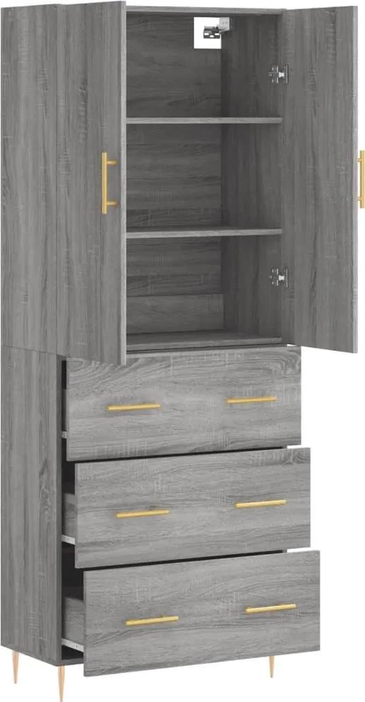 vidaXL Skříň highboard 69,5 x 34 x 180 cm kompozitní dřevo [3195838] Barva: hnědý dub