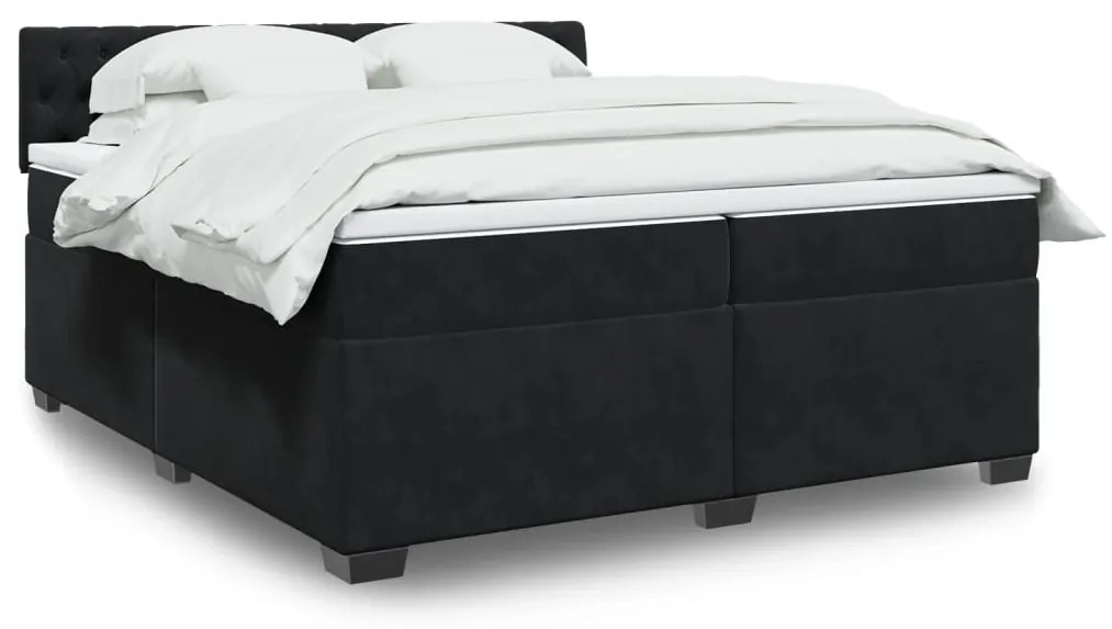 Box spring postel s matrací černá 200x200 cm samet 3286410