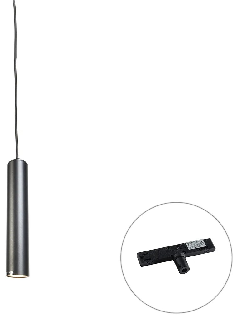 Designová závěsná lampa černá vč. 1-fázového kolejnicového adaptéru - Slimline Tuba Small