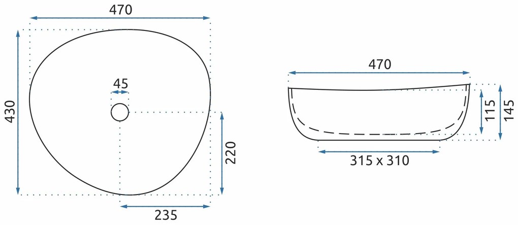 Rea Andrea umyvadlo, 48 x 43 cm, bílá, REA-U6333