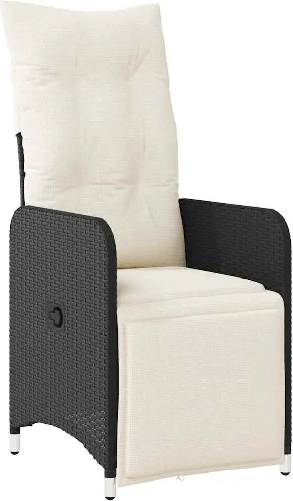 5dílný zahradní bistro set s poduškami černý polyratan 3276989