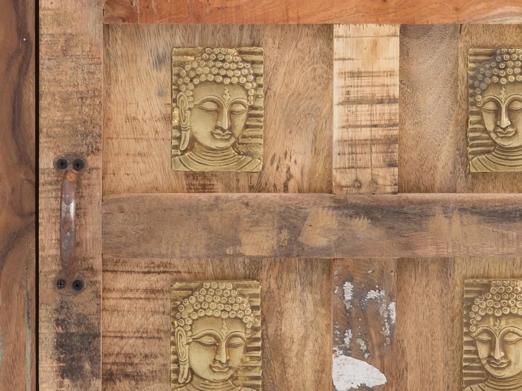 furniture-nabytek.cz - Masivní rohová vysoká skříň Samira z recyklovaného dřeva, lakovaná, hnědá – 65×30×185 cm