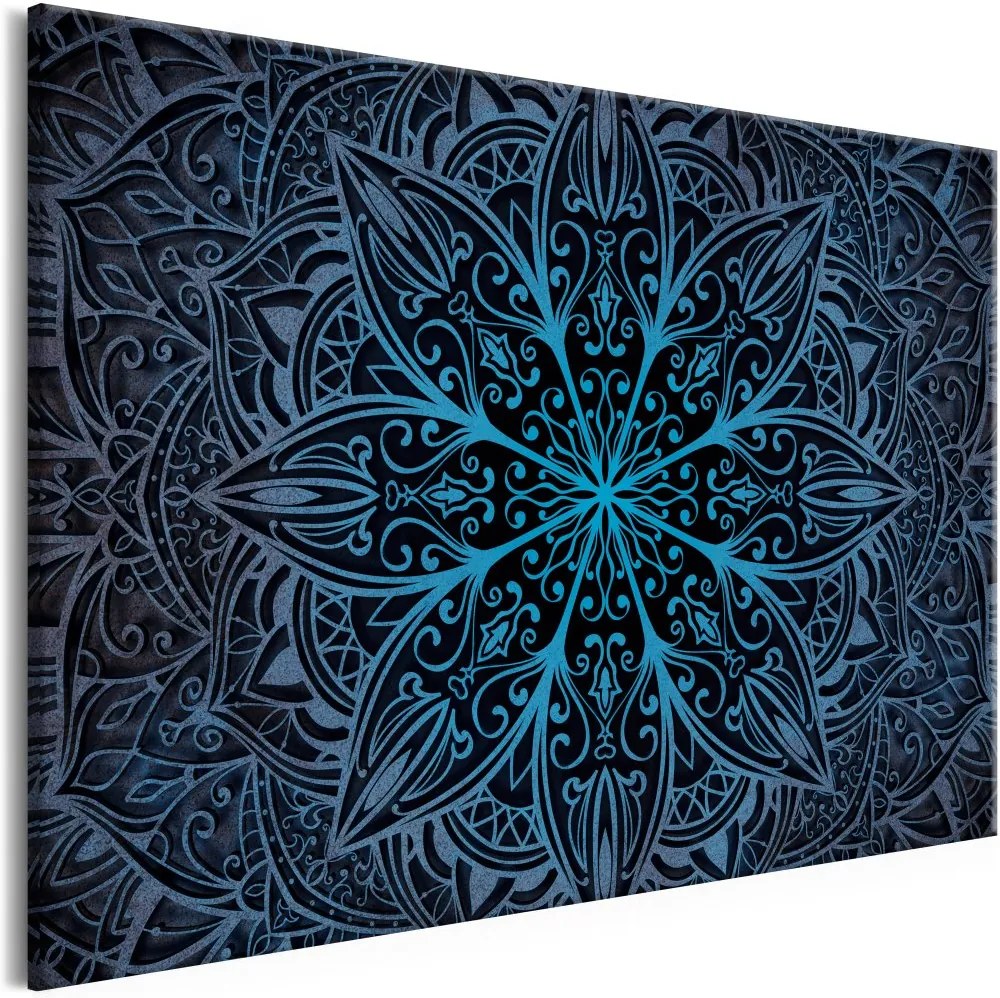 Obraz na plátně Bimago - Oriental Flowers (1 Part) Narrow Blue 120x80 cm