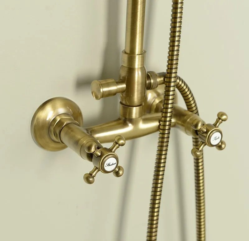 Reitano Rubinetteria, ANTEA sprchový sloup k napojení na baterii, hlavová a ruční sprcha, bronz, SET036