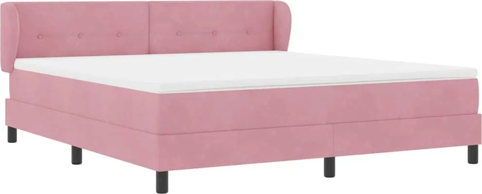 Postel s boxspringem s čelo Růžová 180 x 200 cm samet 3340405