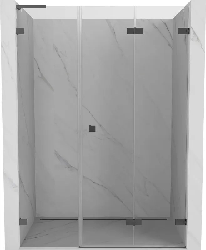 Mexen Lunar-F, L pravé sklápěcí sprchové dveře 110 cm, 8mm čiré sklo, grafitový profil, 836SL-110-050-95-00-P