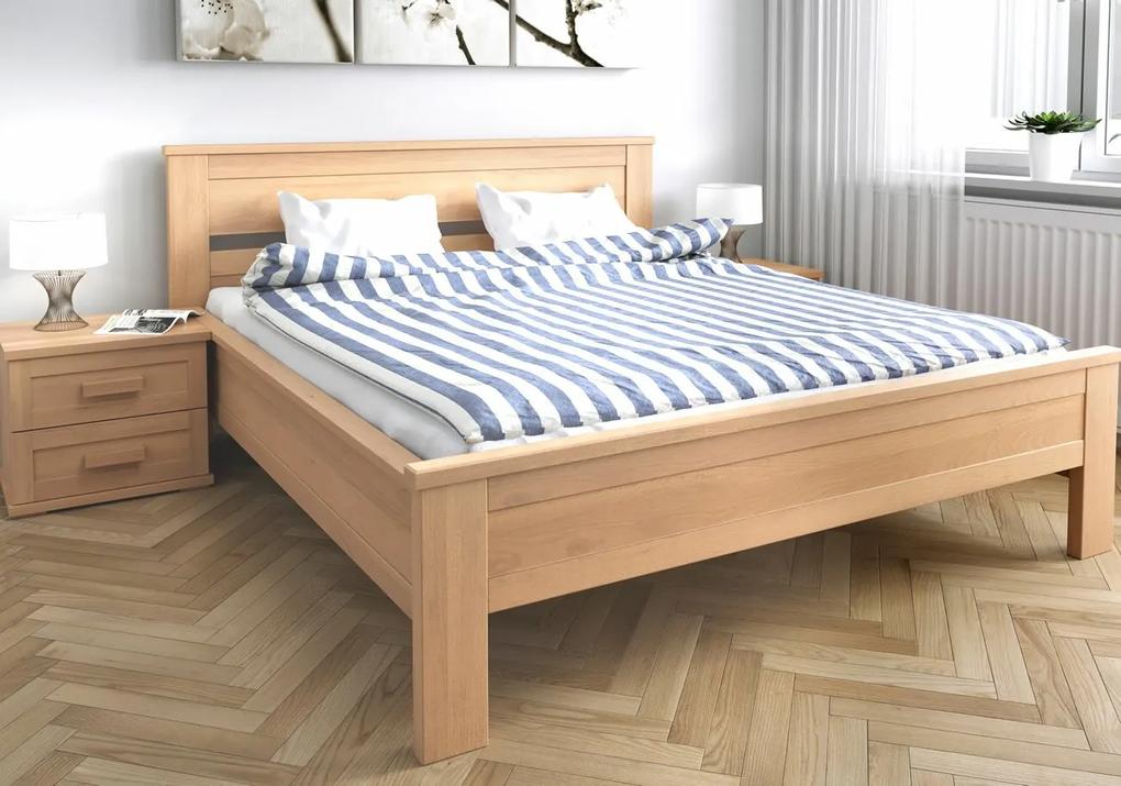 Vysoká dřevěná buková postel LAURA