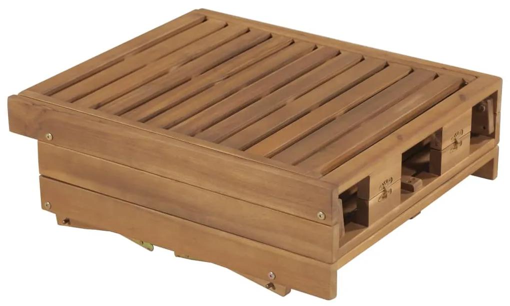 Skládací zahradní lehátko s poduškou masivní akáciové dřevo,  3064164