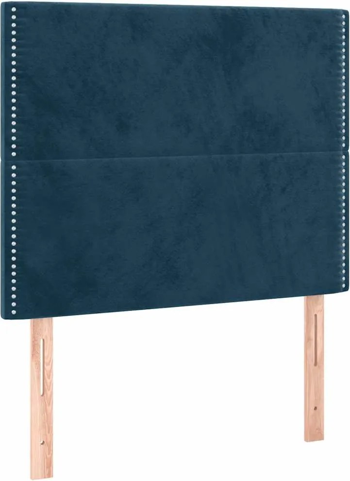 Box spring postel s matrací tmavě modrá 100x200 cm samet 3132607